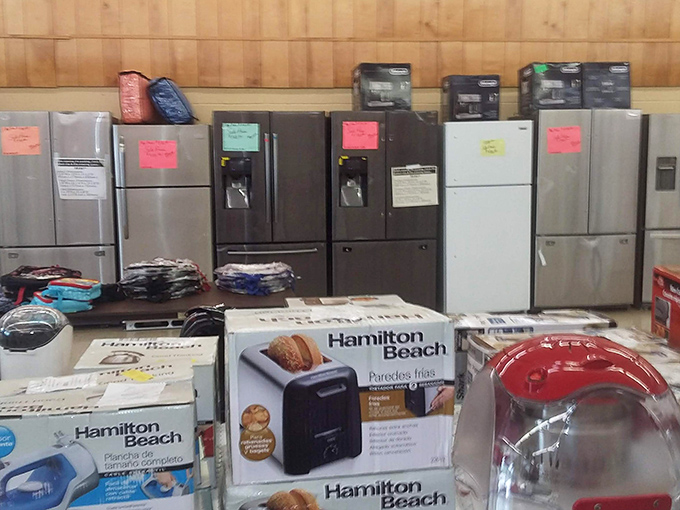 Kitchen appliance heaven where toasters and refrigerators get their second chance at making breakfast magic happen.