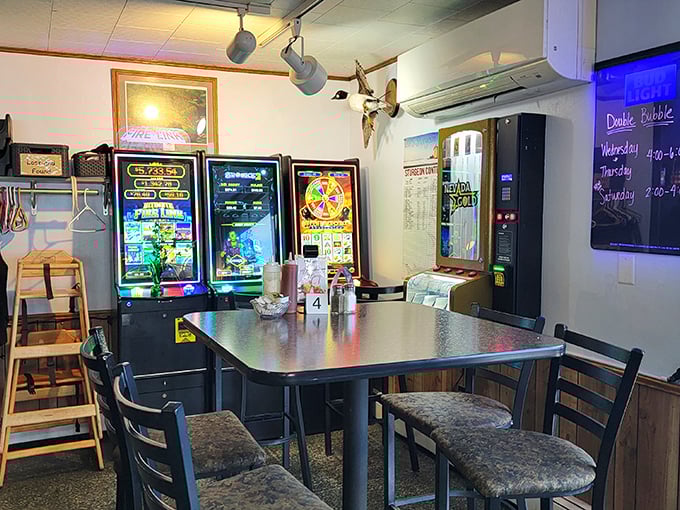 Even the arcade area screams "Wisconsin supper club"&mdash;where you can work up an appetite for perch by trying your luck at games older than some of the patrons.