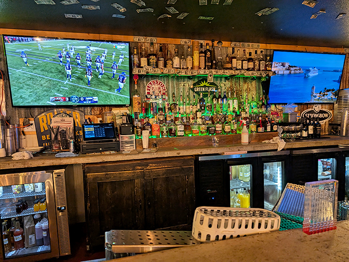 The bar &ndash; where sports on TV, bottles of spirits, and friendly conversation flow in equal measure.