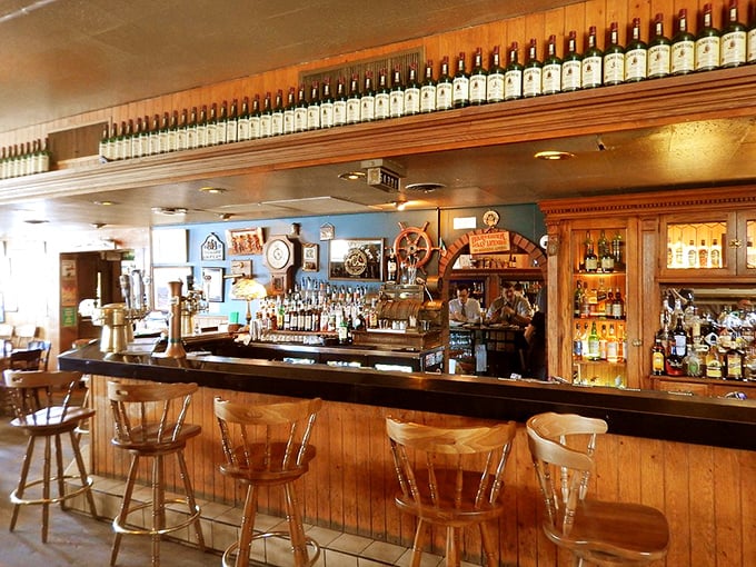 The bar at Irish Times isn't just where drinks are served; it's command central for conviviality, where strangers become friends over liquid courage.