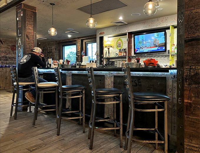 The bar area&mdash;where morning meets modern. Those stools have witnessed countless coffee refills and "I-can't-believe-how-good-this-is" conversations.