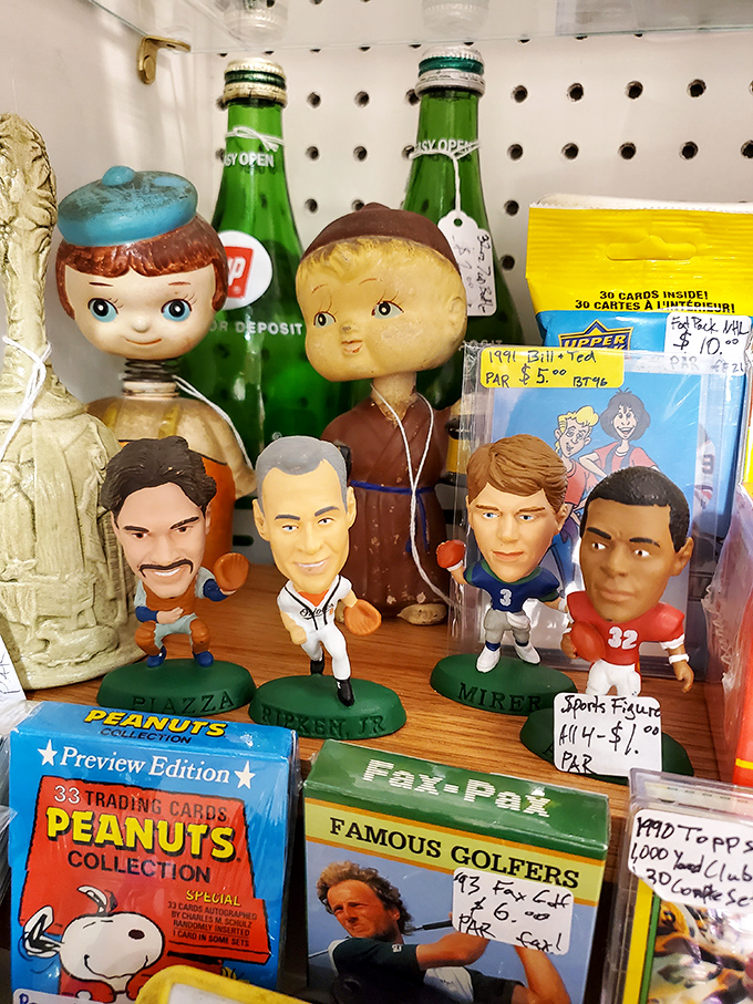 Bobbleheads that still nod in agreement after all these years. Sports memorabilia that brings back the glory days of baseball.