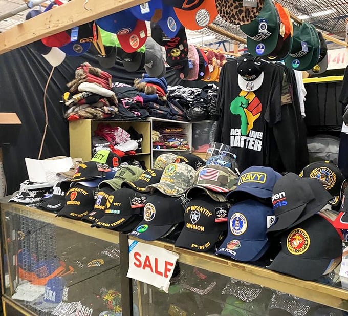 Military caps and statement headwear stand at attention, waiting for new owners. Your head called&mdash;it's feeling naked and wants options.
