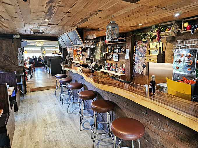 The bar area combines rustic charm with coastal cool &ndash; like if a ship captain and a farmer designed a hangout together.