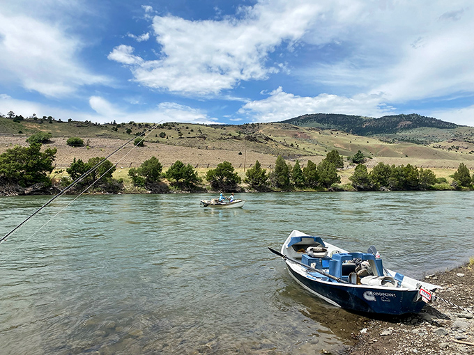 Fishing boats on the Yellowstone River, where "gone fishing" isn't an excuse&mdash;it's a legitimate lifestyle choice.