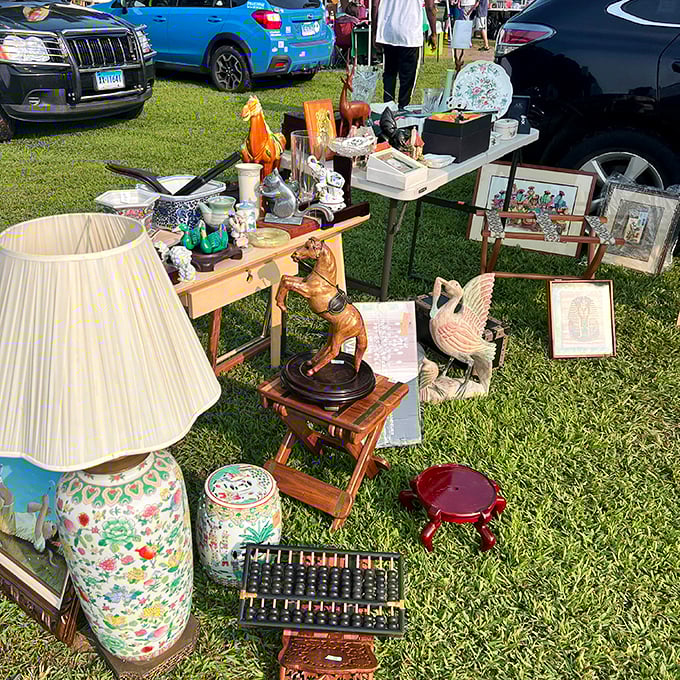 Eclectic home d&eacute;cor spread across the grass&mdash;that ceramic dog might be exactly what your mantel has been missing all these years.