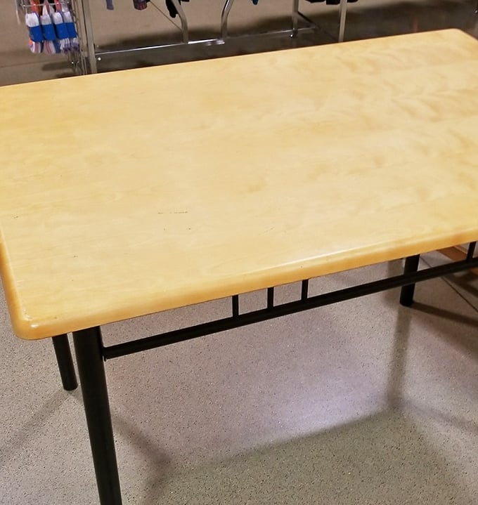 This unassuming table could become your next craft station, homework headquarters, or after a little TLC, the centerpiece of your dining room.