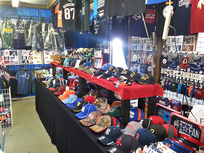 Sports fan central! Where team loyalty meets affordability, and nobody judges you for still wearing that championship hat from 1998.