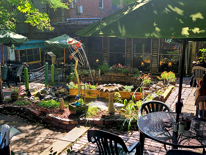 The secret garden patio feels like stumbling into Minnesota's most charming outdoor dining room, complete with whimsical touches.