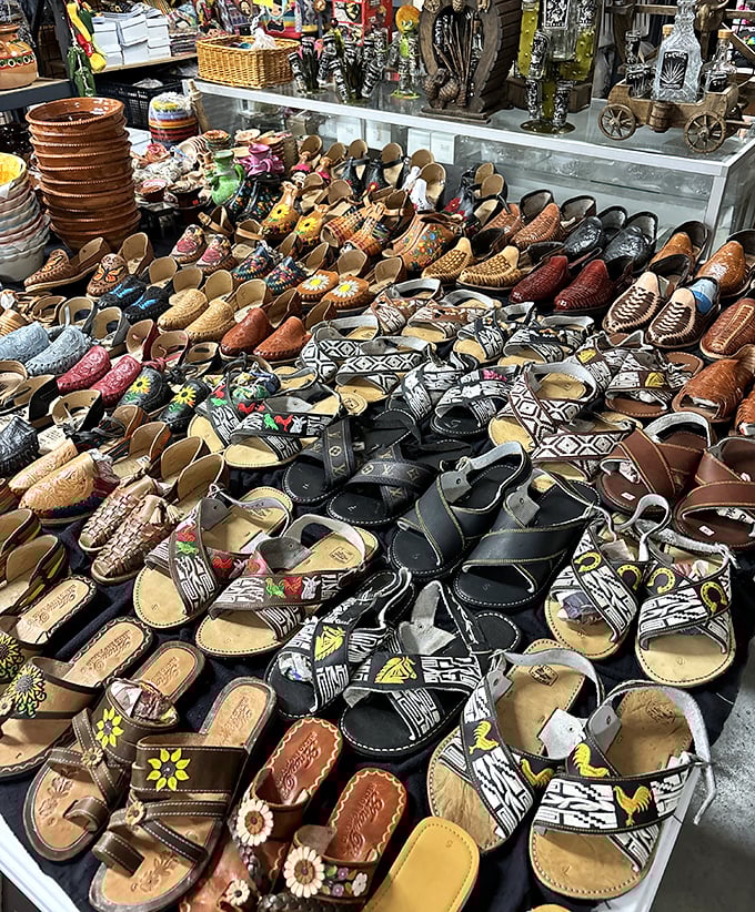 A sea of sandals stretching to the horizon. From practical to decorative, these footwear finds promise comfortable adventures for happy feet.