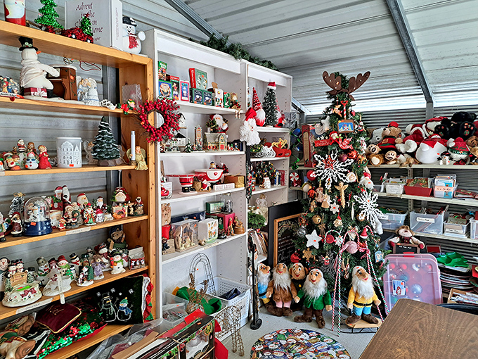 The Christmas corner in July&mdash;where holiday magic hibernates until winter. Smart shoppers know seasonal treasures are best found off-season.