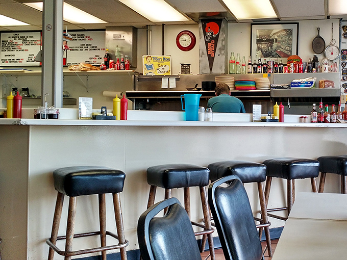 Where Alaskan hospitality meets diner efficiency. The counter view offers a front-row seat to the breakfast ballet performed daily.