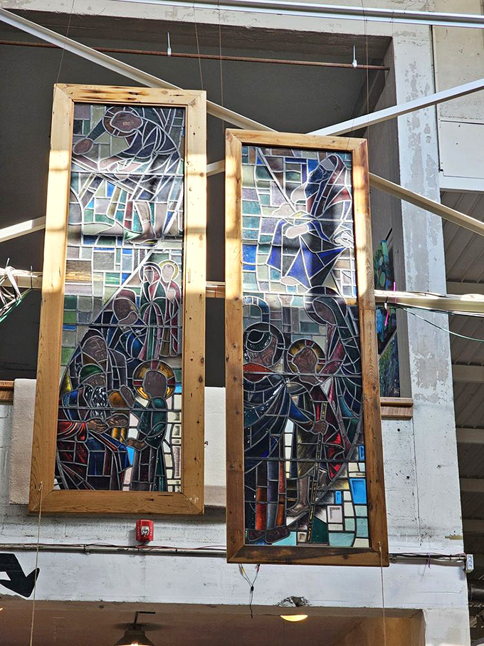 Sacred stories captured in glass and lead &ndash; these rescued stained glass panels filter light through decades of craftsmanship and devotion.