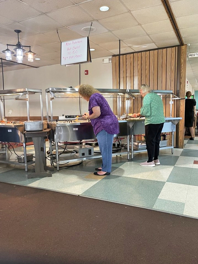 The buffet station where family-style dreams come true and elastic waistbands prove their worth every single day.