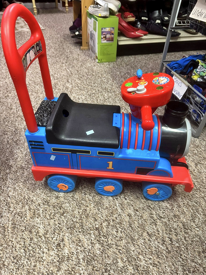 All aboard the savings express! This Thomas-inspired ride-on brings locomotive joy to little engineers at a ticket price parents will love.