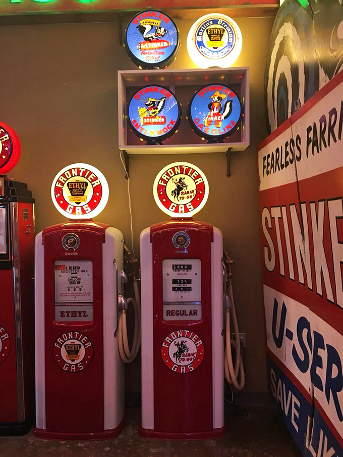These vintage pumps recall an era when gas station attendants checked your oil, cleaned your windshield, and knew your kids' names.