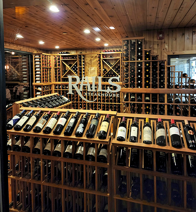 The wine cellar at Rails doesn't just store bottles &ndash; it showcases them like the liquid treasures they are.