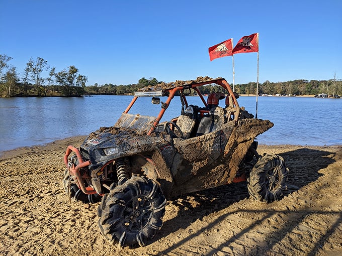 Busco Beach offers muddy adventures for the young at heart. This mud-caked vehicle tells tales of retirees who refuse to act their age &ndash; in the best possible way.