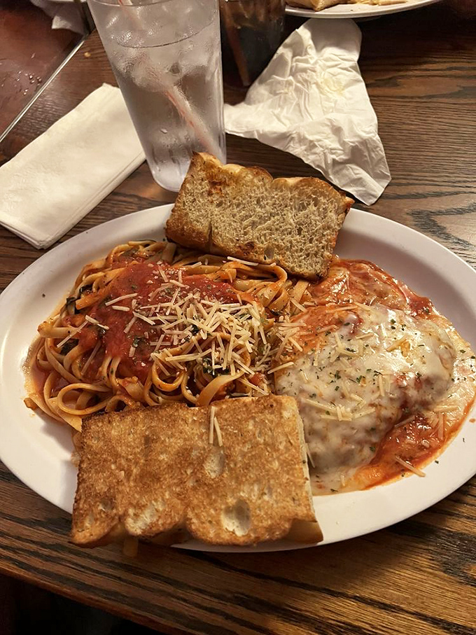 Chicken Parmesan and spaghetti: the dynamic duo of comfort food, fighting hunger one plate at a time.