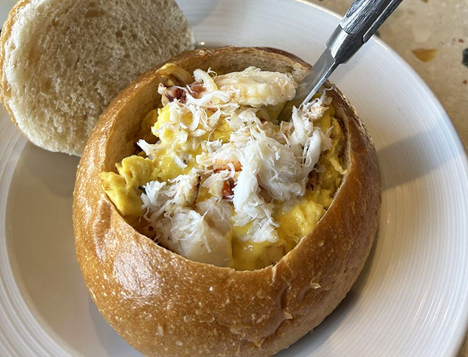 A bread bowl that's both vessel and treasure. When your soup container is this delicious, spoons become optional and joy becomes mandatory.