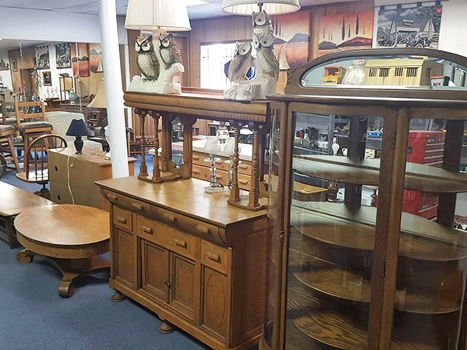 Solid oak furniture with the kind of craftsmanship that makes modern assembly-required pieces hang their particle board heads in shame.