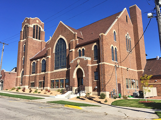 This historic brick church stands as a testament to the Norwegian immigrants who brought their faith, culture, and architectural traditions to Iowa.
