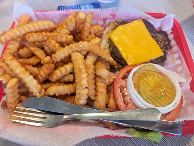 Even the burgers get the Doc's treatment—perfectly cooked, cheese melted just right, with those legendary fries standing guard alongside.