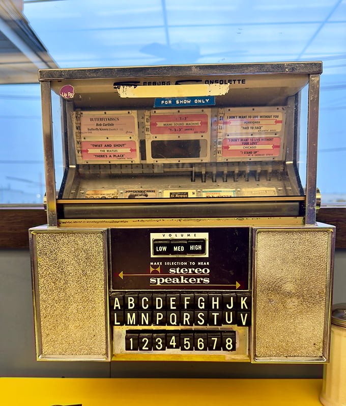 The tabletop jukebox&mdash;a time machine disguised as a music box, ready to soundtrack your breakfast with hits from simpler times.