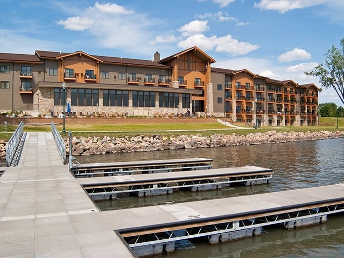 From this angle, King's Pointe Resort looks like the answer to "What if we built a luxury lodge right on the water?"