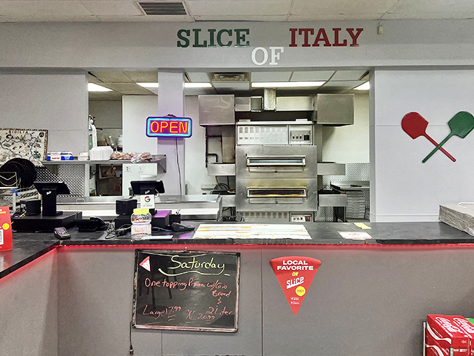 The kitchen counter where dreams come true and diet plans go to die, all under the watchful gaze of those iconic red and green letters.