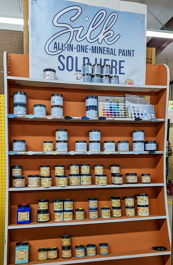 DIY dreams in jars—Silk paint's rainbow of possibilities stands ready to transform your forgotten furniture finds into shabby-chic masterpieces.