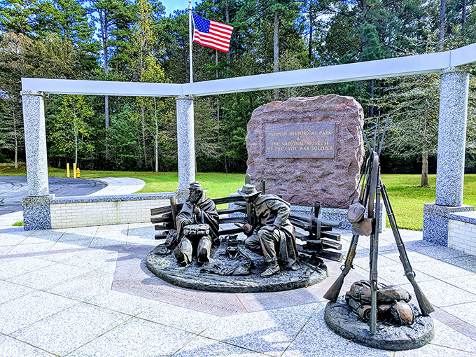 Pamplin Historical Park's memorial captures the human cost of the Civil War with quiet dignity. These bronze soldiers remind us that history isn't just dates – it's people.