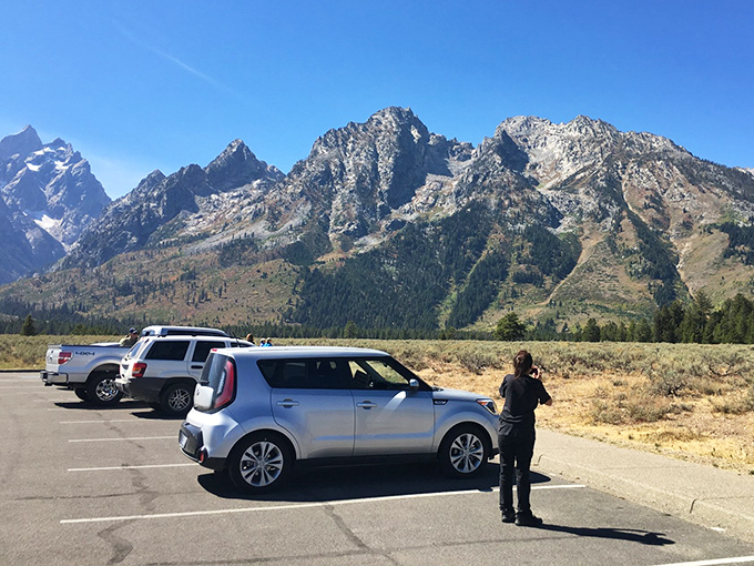 Even the parking lots offer million-dollar views of the Tetons, making arrival feel like you've already won something.