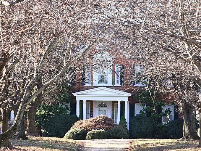 Stately homes like this brick colonial with its grand entrance remind visitors that Richwood's affordability doesn't mean sacrificing architectural character.