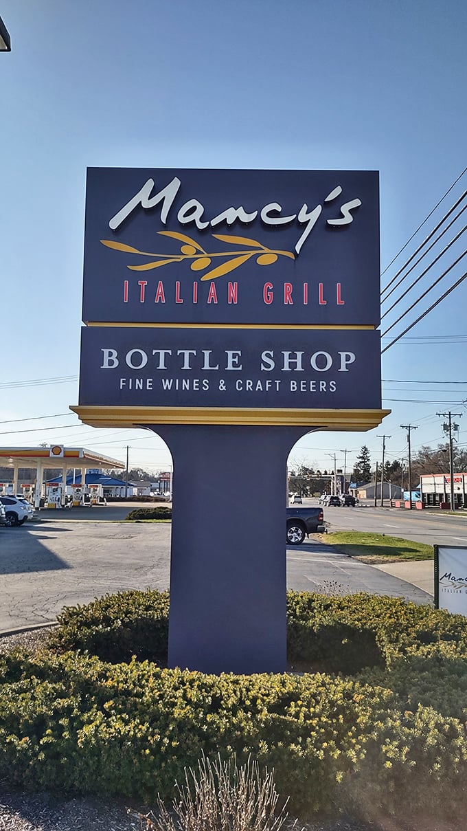 The sign stands proud against the Ohio sky, a beacon guiding hungry travelers to their Italian destination.