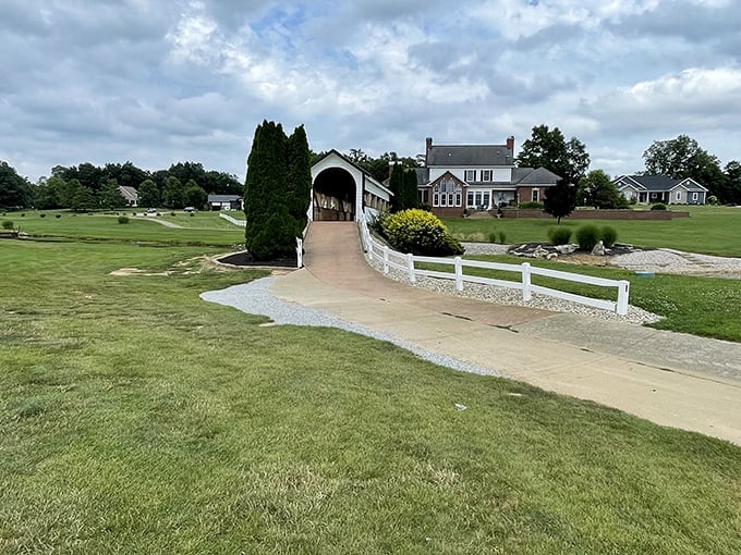 Stone Crest's covered bridge connects more than just two pieces of land. A picturesque reminder that Bedford blends natural beauty with thoughtful design.