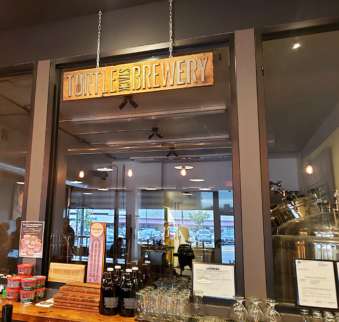 Turtle Stack Brewery's inviting entrance promises craft beers that move at their own pace&mdash;slow, deliberate, and worth every minute of the wait.