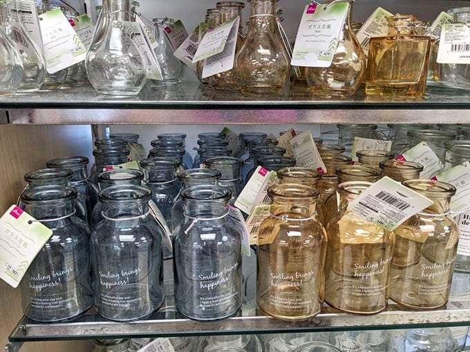 Glass bottles whispering "buy me" with promises of Pinterest-worthy pantry organization and aesthetic kitchen counters.