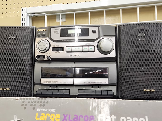 This vintage Aiwa stereo has seen more mixtapes than your high school crush and stands ready to resurrect your cassette collection.