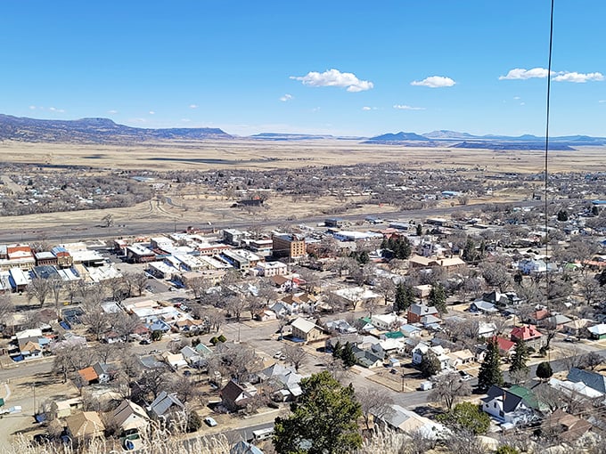 From above, Raton reveals itself as a perfect grid of human endeavor surrounded by nature's magnificent indifference to straight lines.