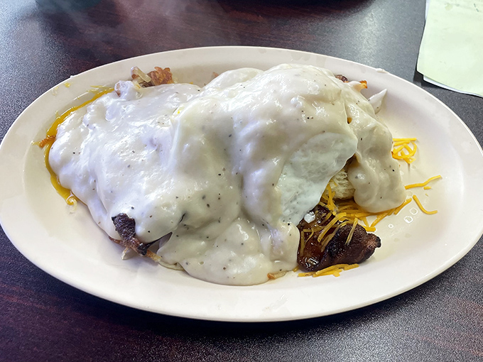 This isn't just biscuits and gravy; it's a plate of Southern heritage smothered in peppery comfort.