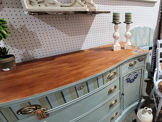 This mint-green dresser with hand-painted details isn't just furniture&mdash;it's a statement piece waiting for its second act.