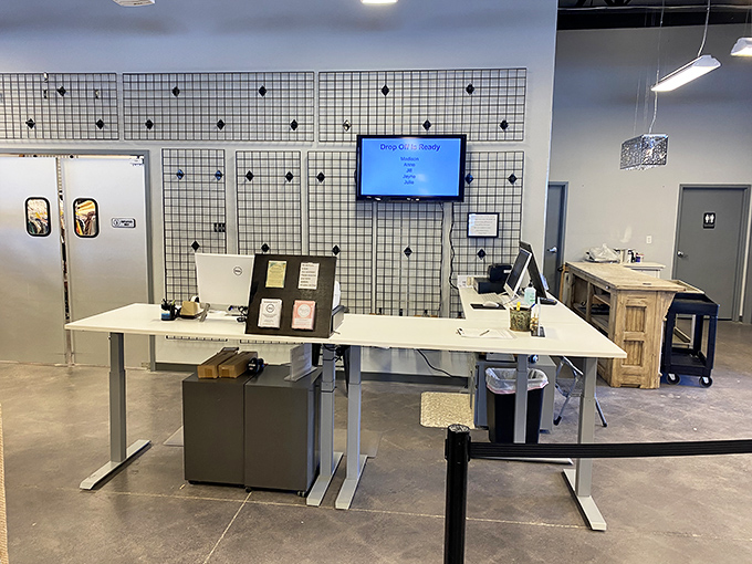 The minimalist checkout area belies the maximalist treasures throughout&mdash;a calm eye in the storm of secondhand splendor.