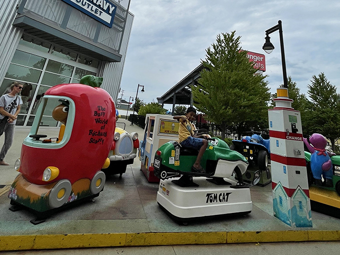 Coin-operated kiddie rides—the unsung heroes giving parents those precious extra minutes to debate between the blue shirt or green.