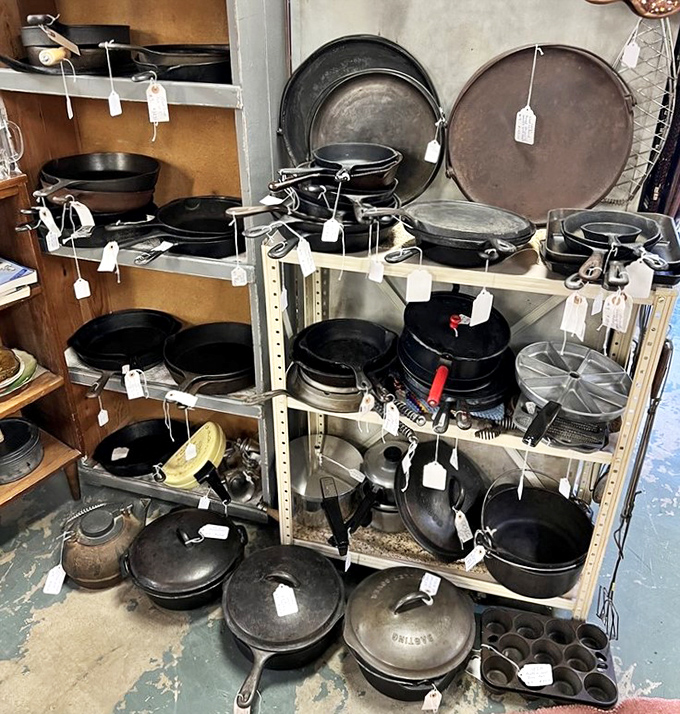 Cast iron heaven! These virtually indestructible pans have been seasoning meals and building biceps for generations of Montana cooks.