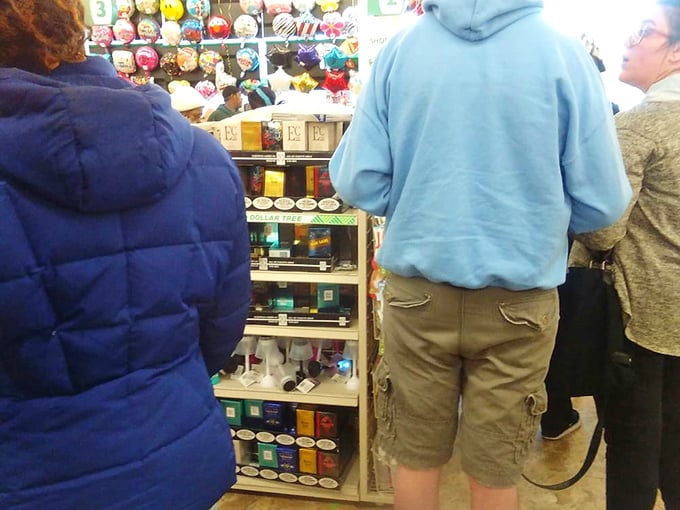 The perfume and cologne section draws a crowd of curious shoppers. Fragrance doesn't have to be expensive to make an impression.