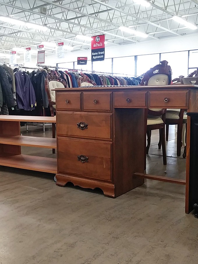 This solid wood desk has weathered decades of to-do lists and homework assignments, ready to support your creative endeavors for decades more.