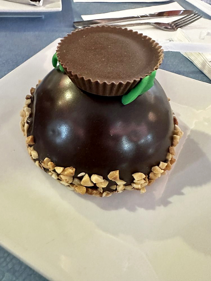 This chocolate dome isn't just dessert&mdash;it's architecture with a peanut butter cup hat. Sweet engineering at its finest!