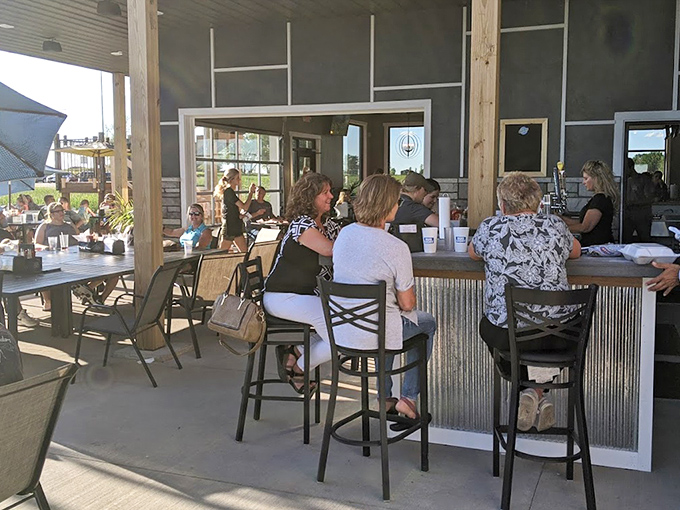 The patio offers al fresco dining with a side of people-watching &ndash; because barbecue tastes even better with a gentle South Dakota breeze.