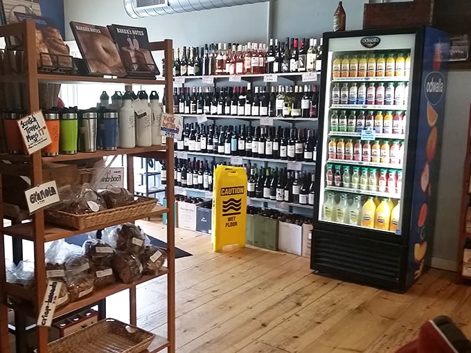 Not just a bakery but a neighborhood market too, where you can grab a bottle of wine to accompany that loaf of bread you couldn't resist.